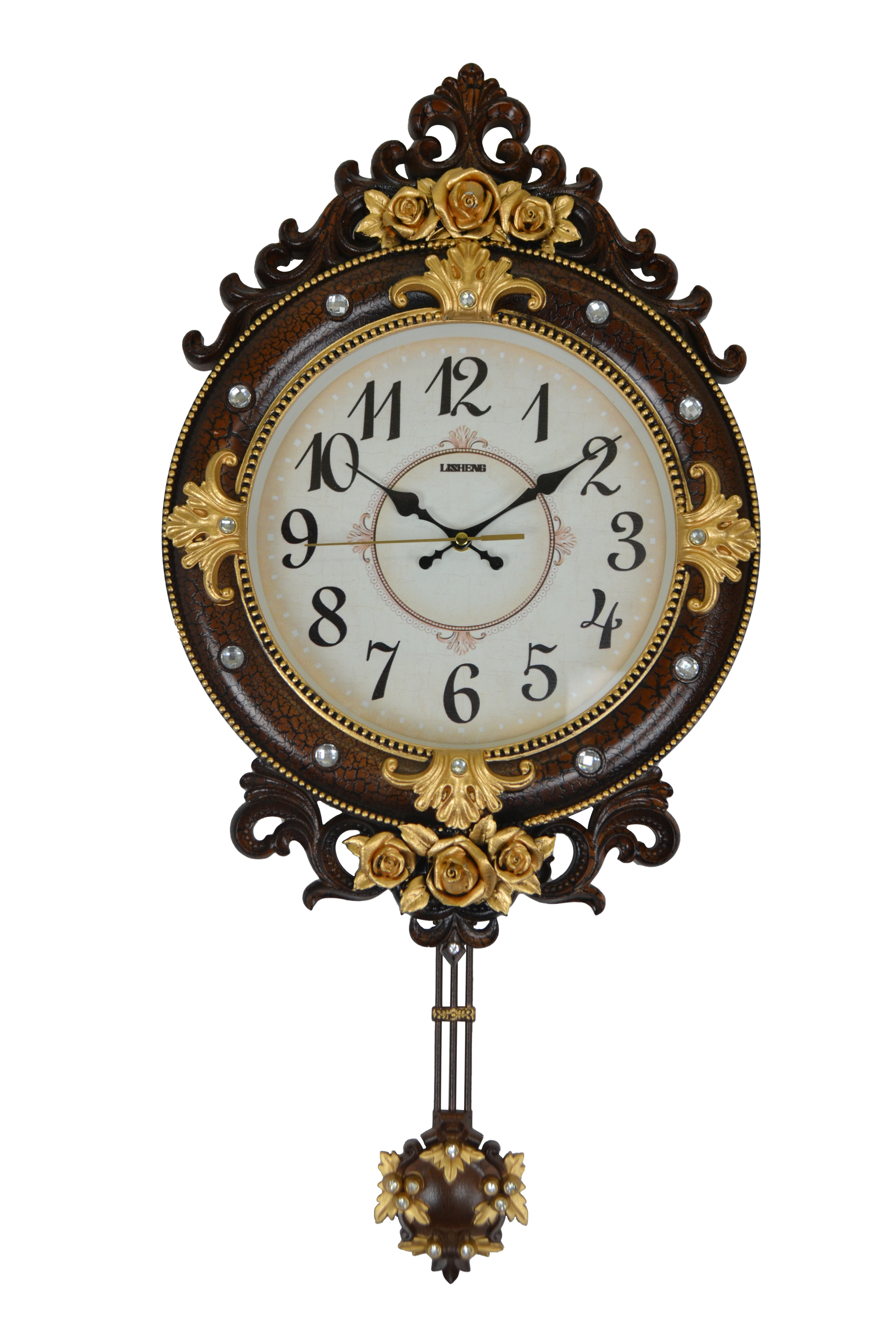 Three Star Im/Ex Inc. Vintage Style Wall Clock with Swinging Pendulum ...