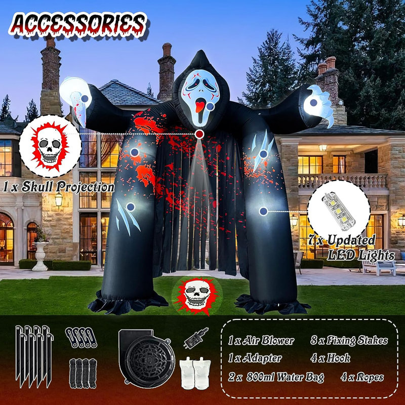 The Holiday Aisle® Archway with Ghost Halloween Inflatable | Wayfair