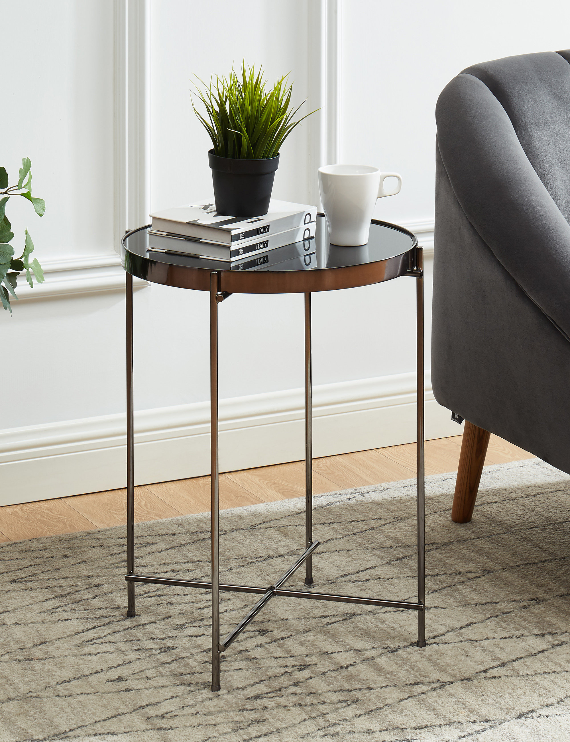 Everly Quinn Glass Tray Top End Table & Reviews | Wayfair