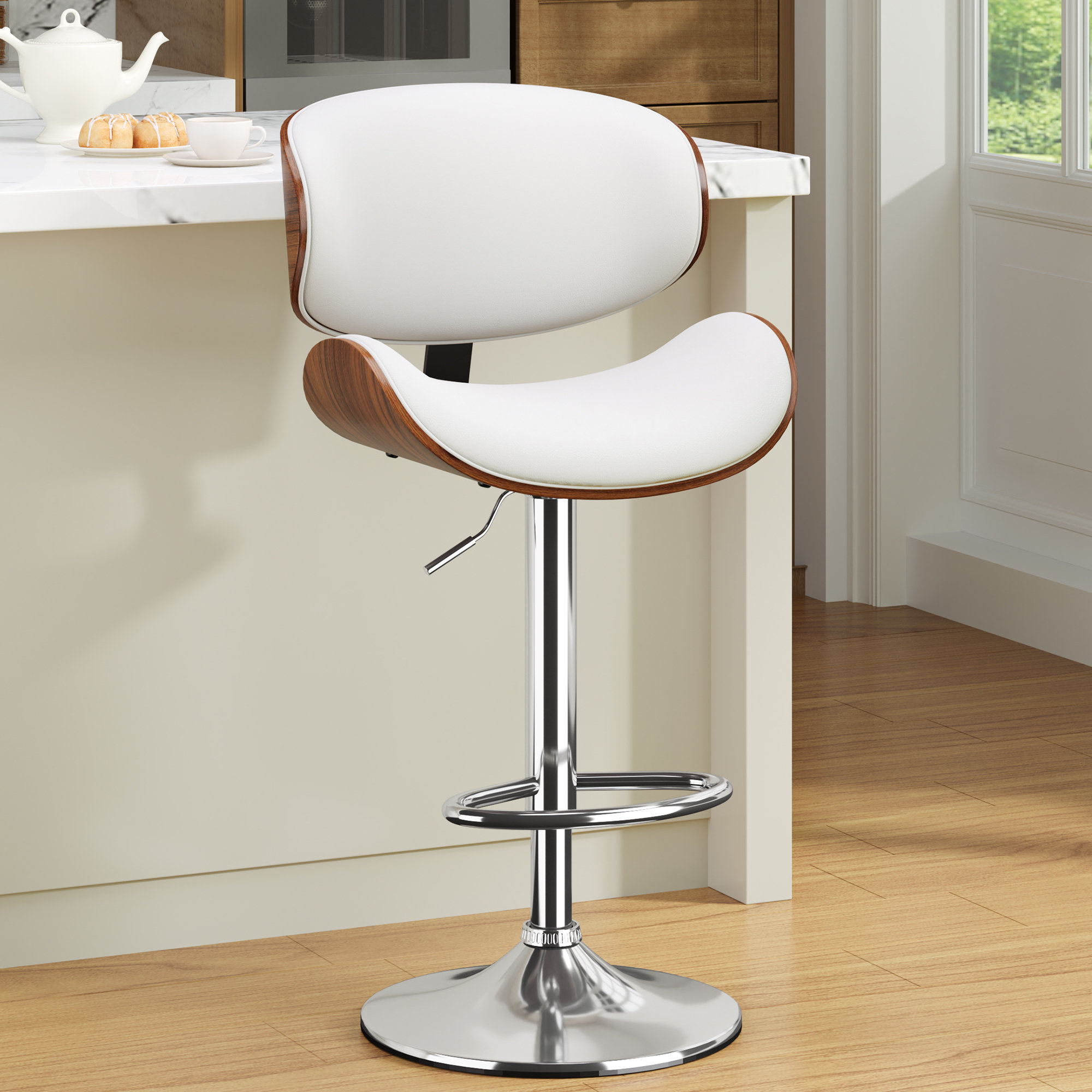 Corrigan Studio® Jaquela Swivel Bar Stool of 1/2, Counter Height Bar ...
