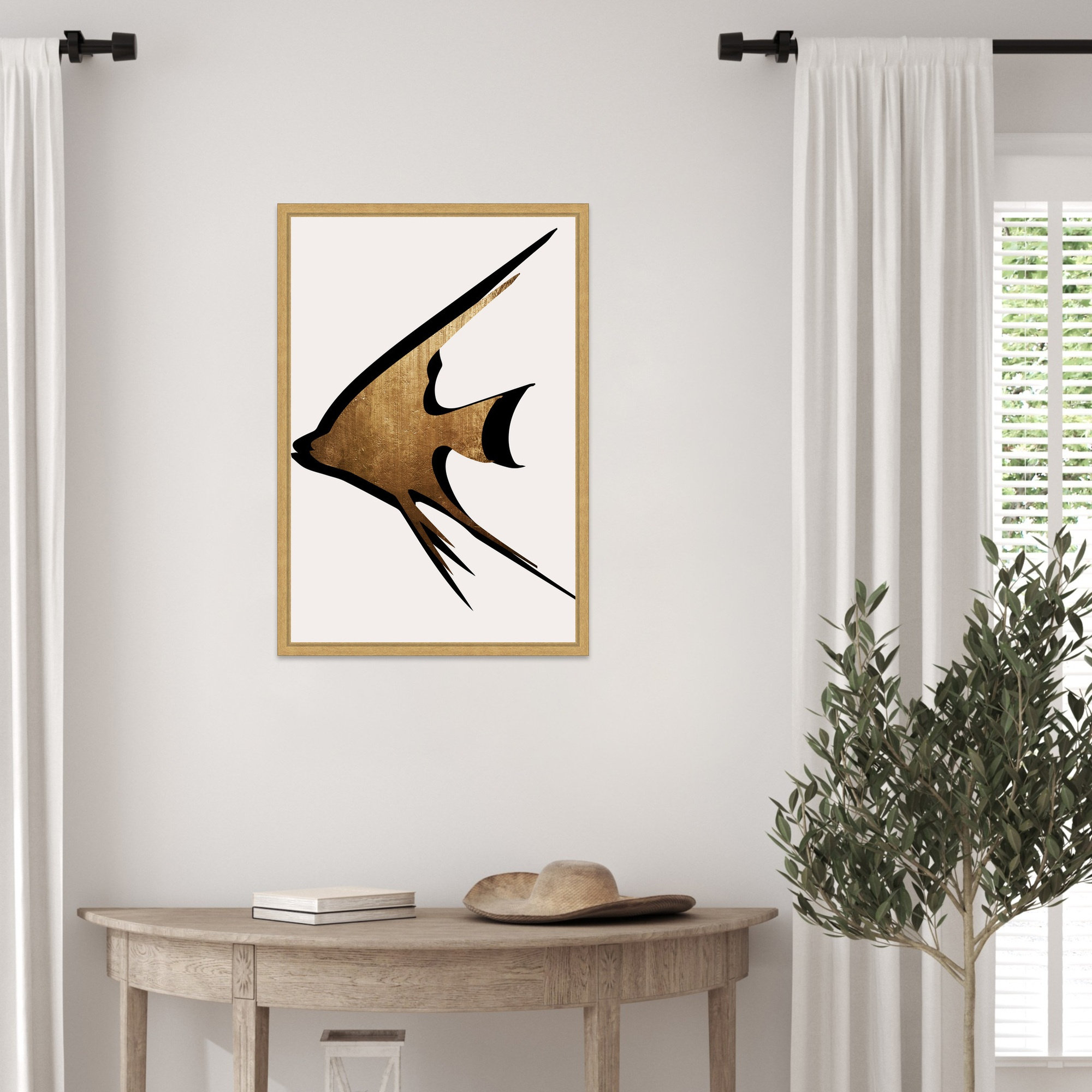 Winston Porter Beige Fish by Caterina Framed Canvas Wall Art Print ...