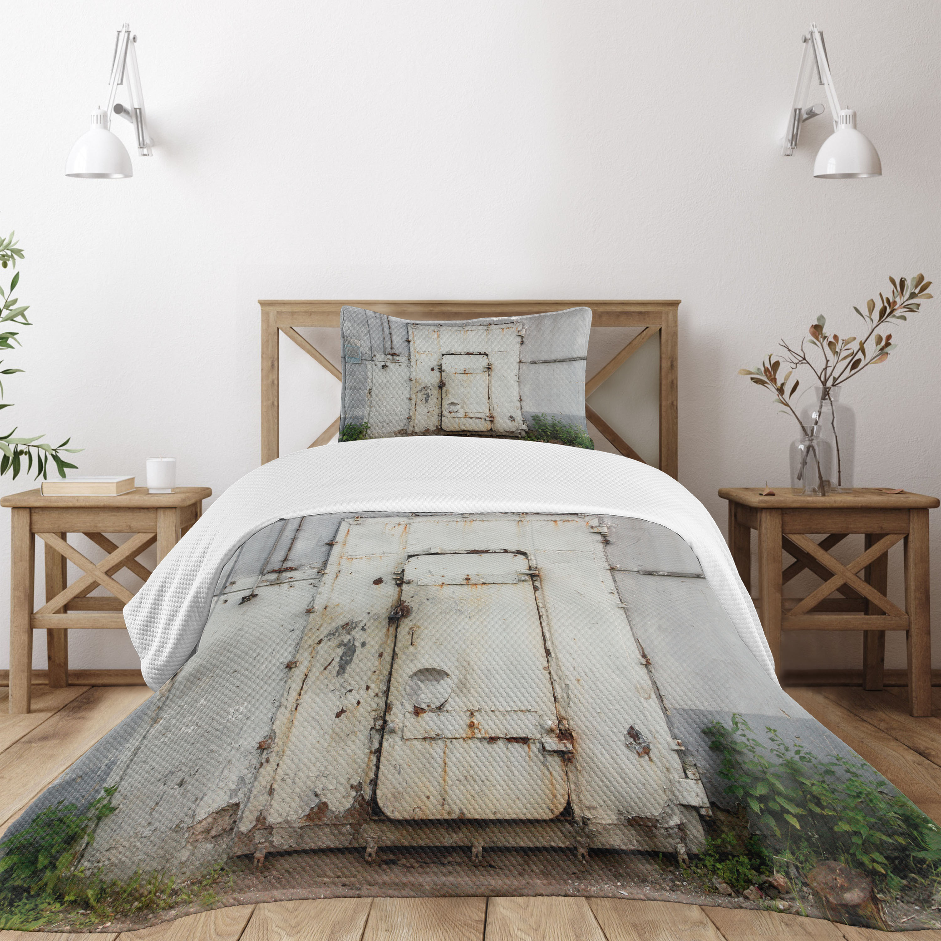 Ambesonne Industrial Bedspread Rusty Iron Beige Brown Green | Wayfair