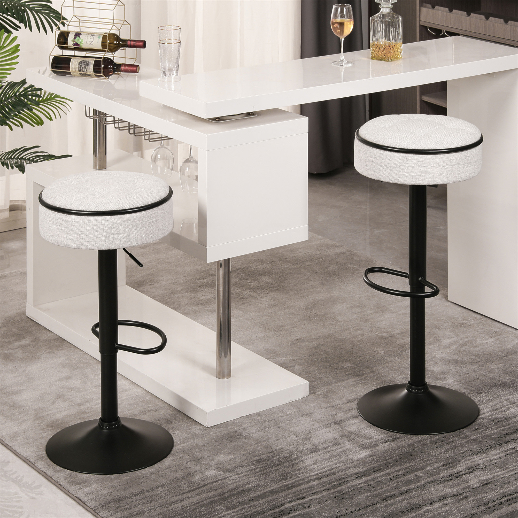 Latitude Run® Versatile Adjustable Rotating Bar Stool Set For Various ...