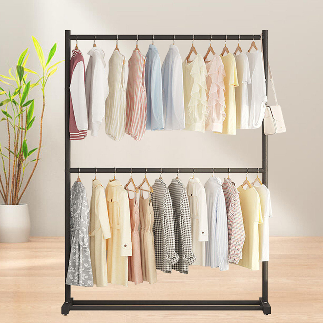 Ebern Designs Double Rod Clothing Garment Rack | Wayfair
