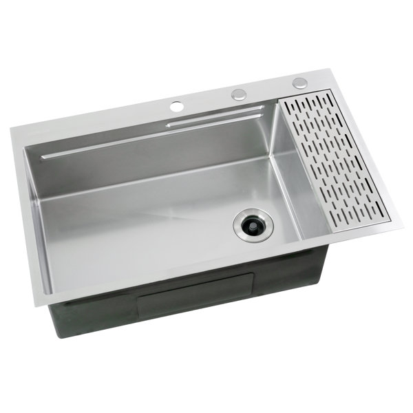 eModern Decor EmboPress 36'' L Drop-In Single Bowl Stainless Steel ...