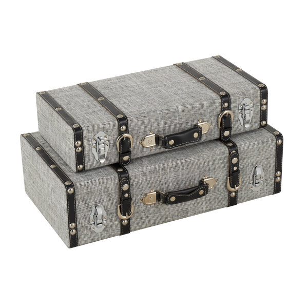 Winston Porter Cole And Grey Fabric Woven Storage Decorative Trunk With ...