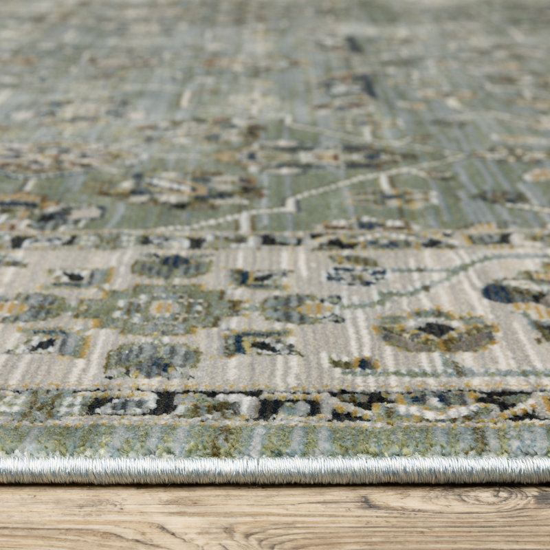 Charlton Home® Eldyn Floral Oriental Blue/ Green Area Rug | Wayfair