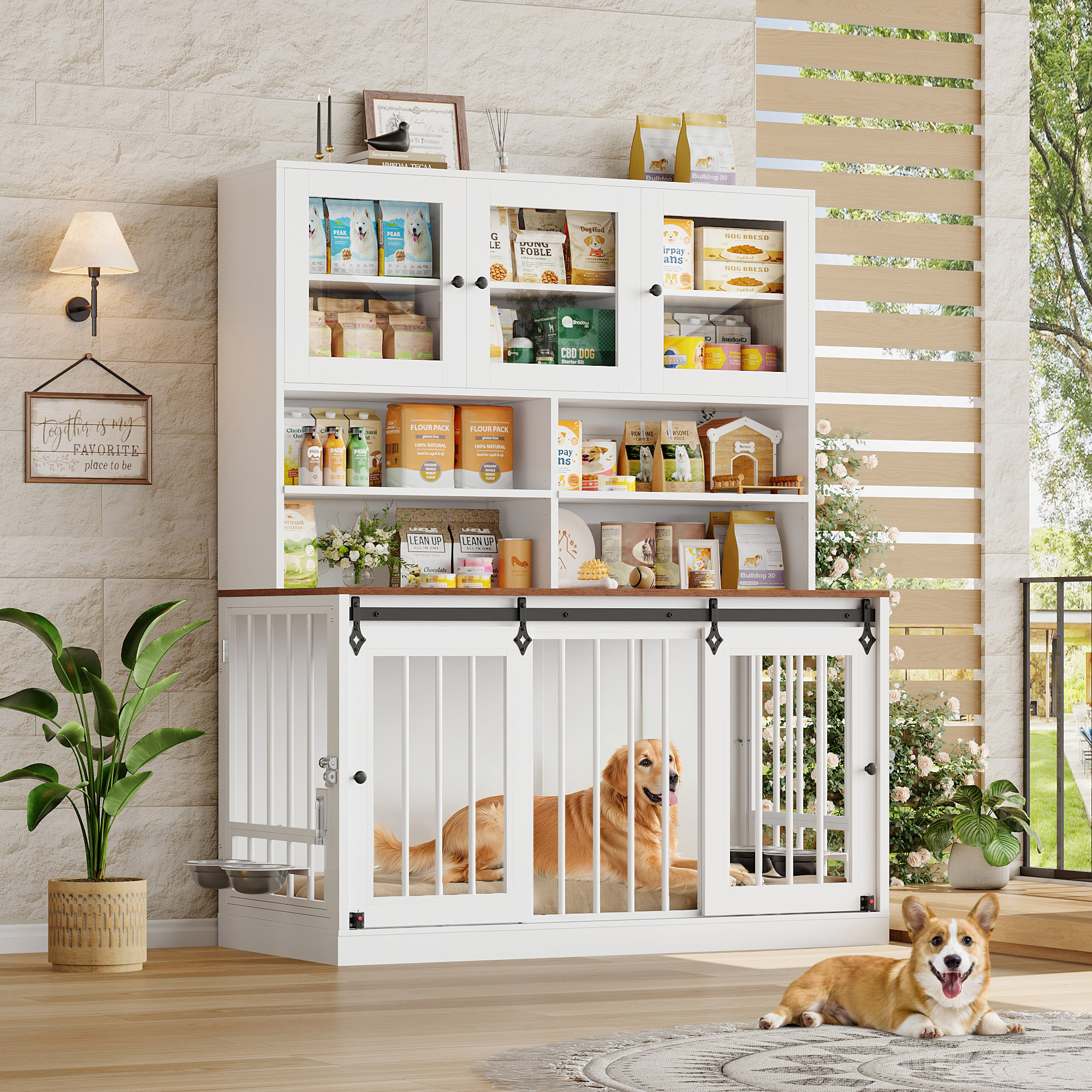 Archie & Oscar™ Large Metal Dog Crate Furniture, Suitable For Large ...