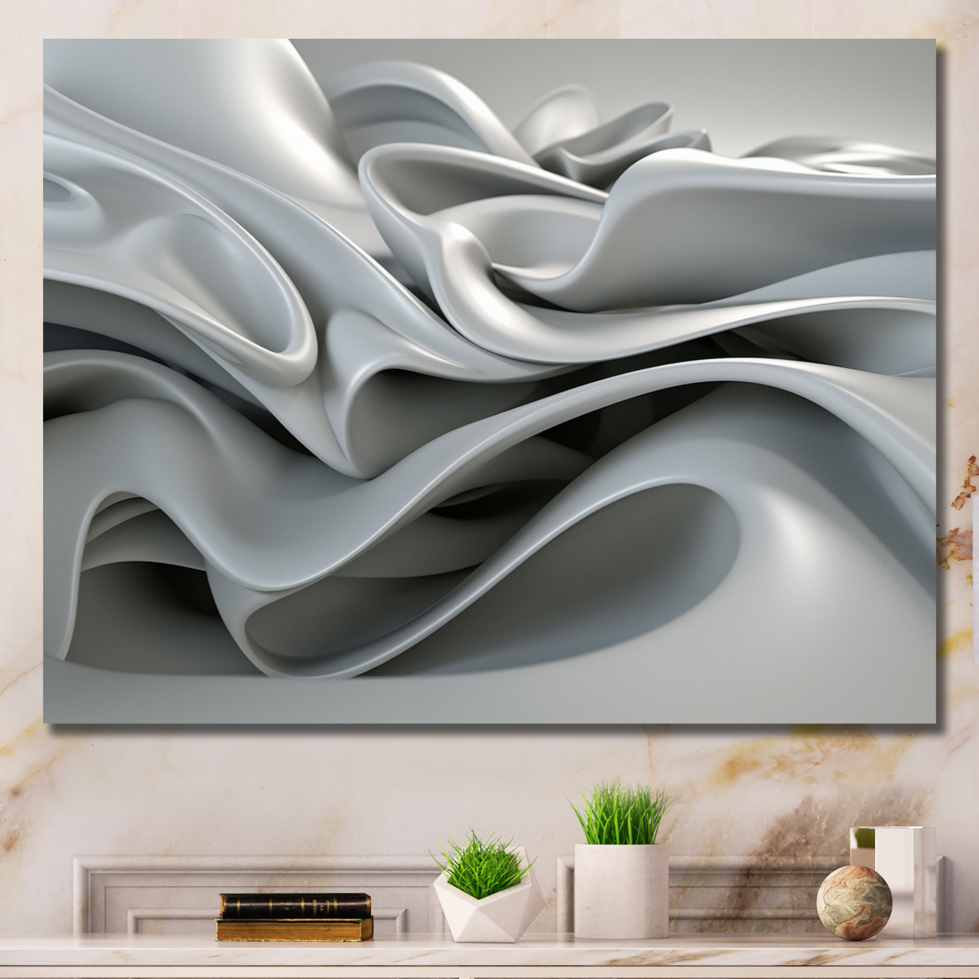 Wrought Studio™ Grey Infinite Ripples - Abstract Modern Waves Framed ...