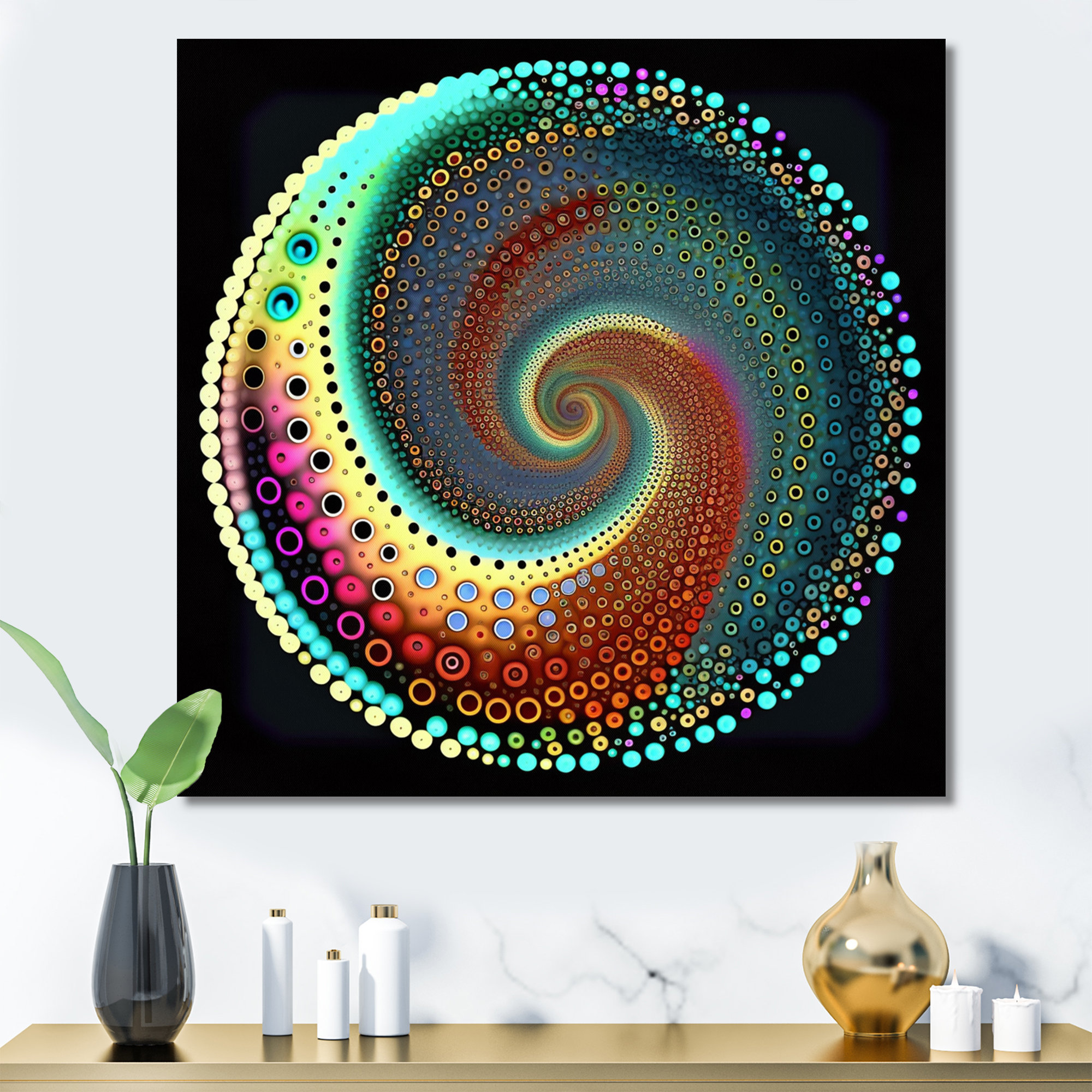 Wrought Studio™ Iridiscdent Pointillism Spiral Turquoise Shades - Print ...