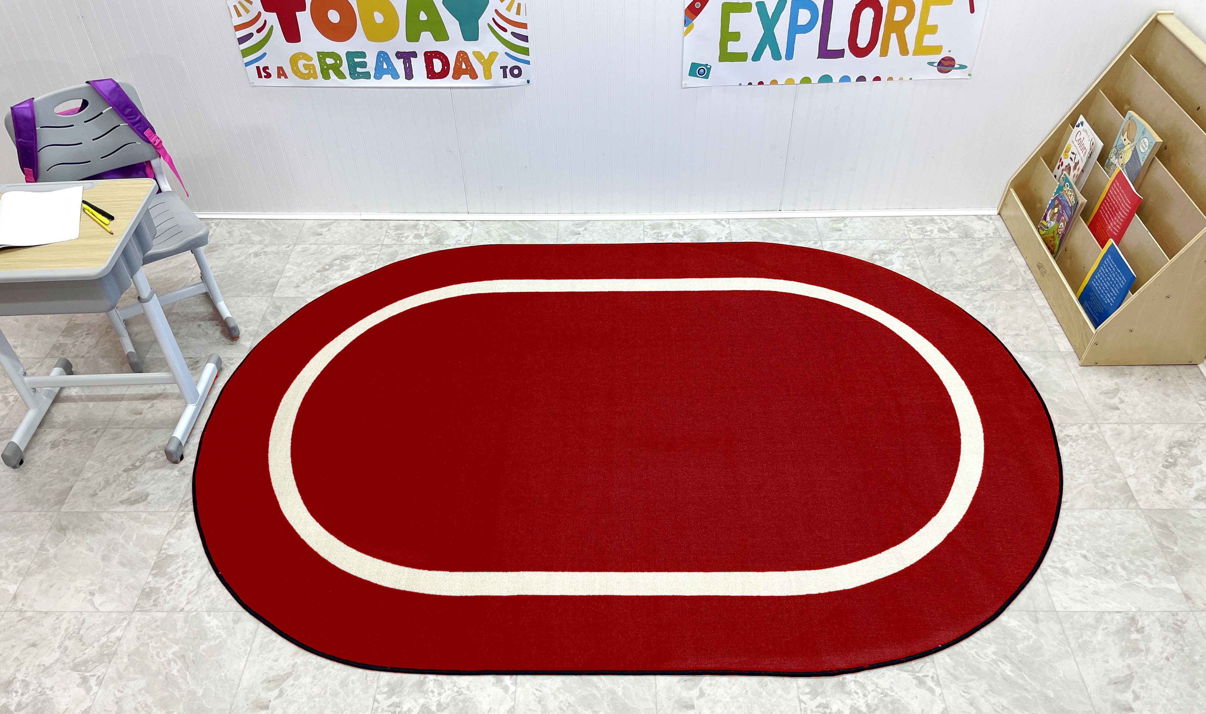 Latitude Run® KidCarpet Montessori Classroom Rug Red/Crème Children ...