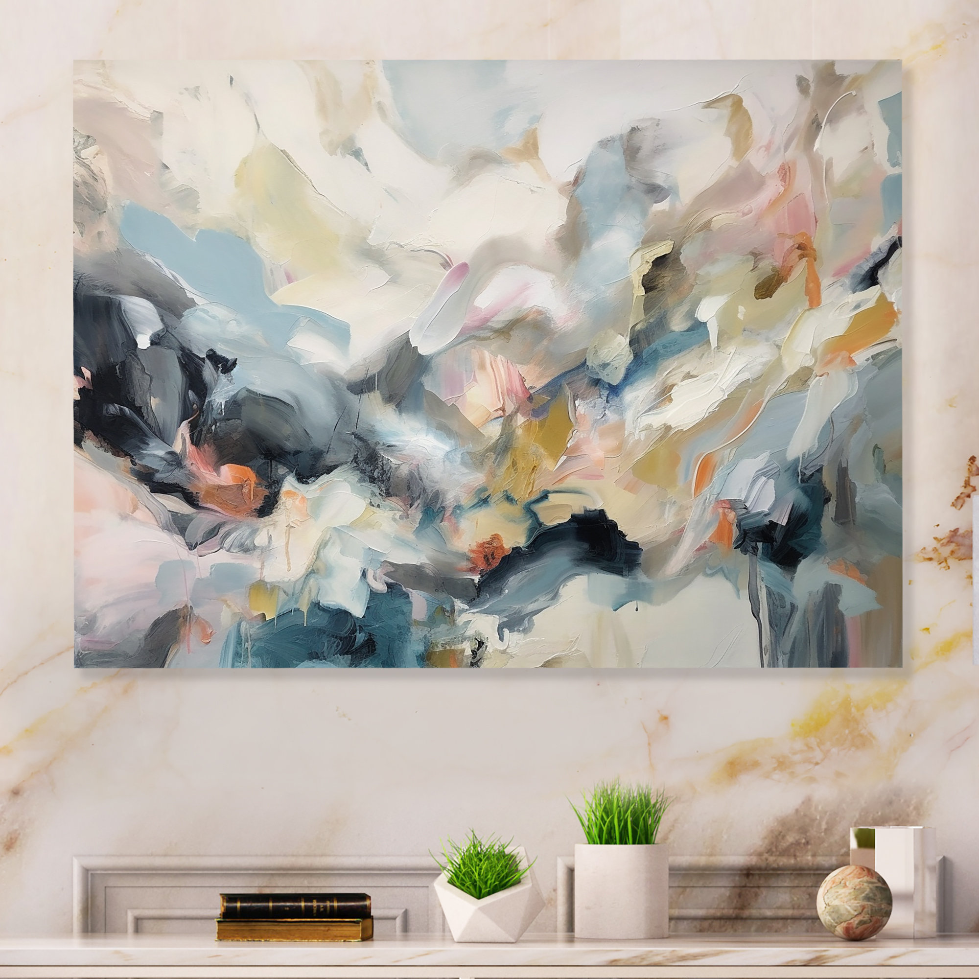 Brayden Studio® Grey And Blue Vivid Waves Fuild I - Abstract Metal Wall ...