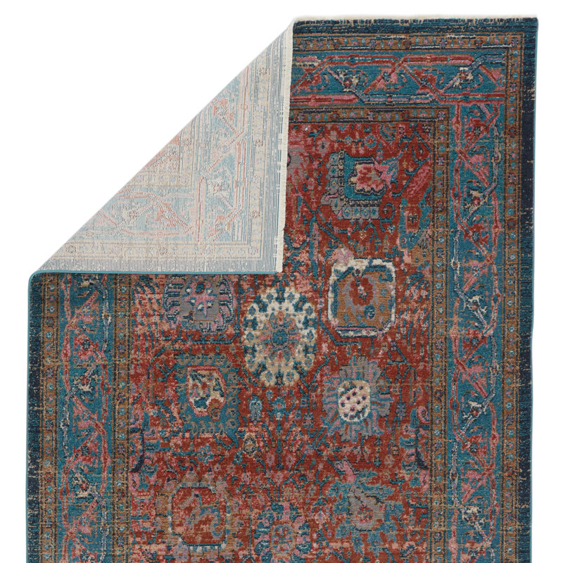Bungalow Rose Zoeller Oriental Rust/Teal Area Rug & Reviews | Wayfair