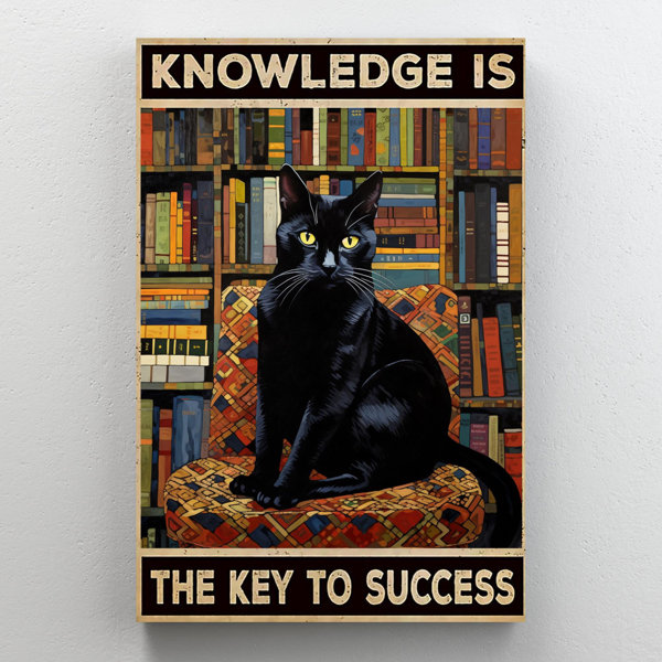 Trinx Janiaya Cat Knowledge Is The Key To Success - 1 Piece Rectangle ...