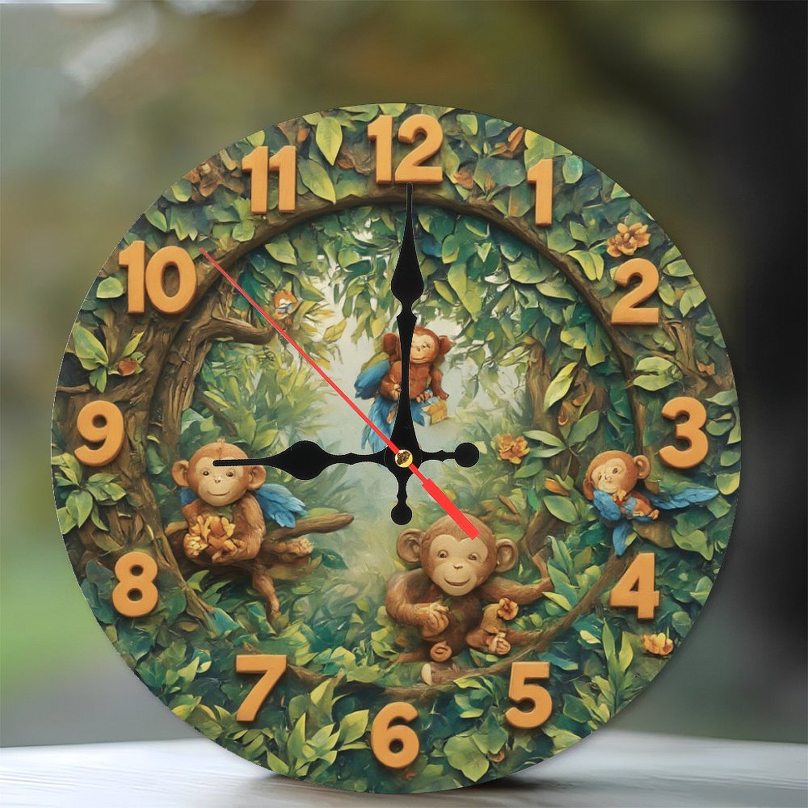 Bungalow Rose Jungle Clock With Monkeys | Wayfair