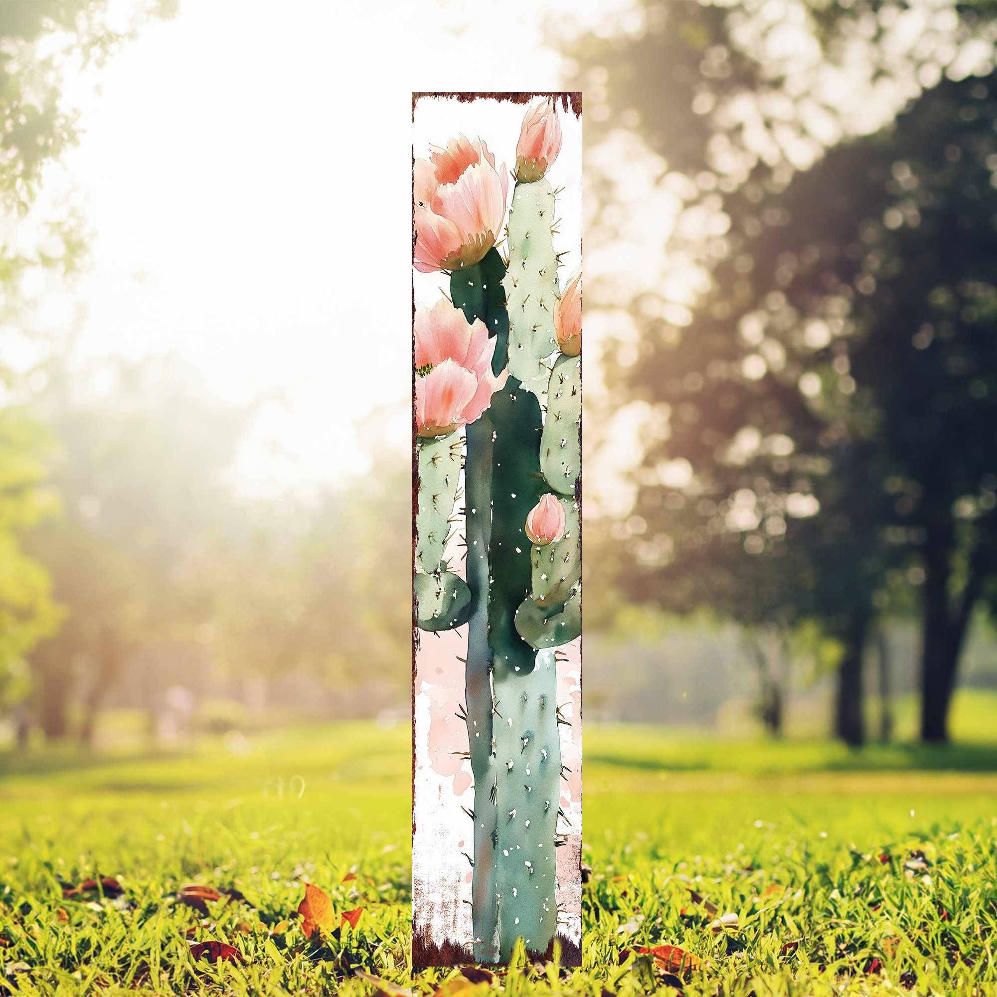 Dakota Fields 66in Summer Cactus Wooden Garden Stake Sign | Watercolor ...