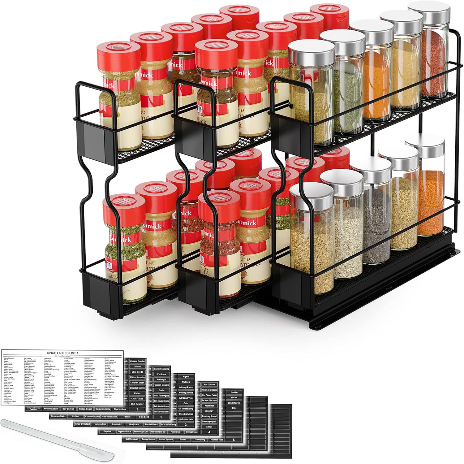 Latitude Run® Pull Out Spice Rack Organizer, Heavy Duty Slide Out ...