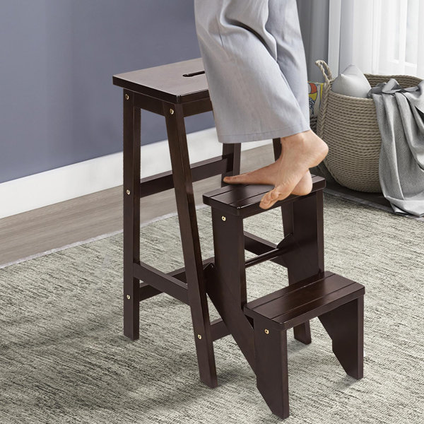 Wildon Home® Oakgrove 3 - Step Wood Folding Step Stool & Reviews | Wayfair