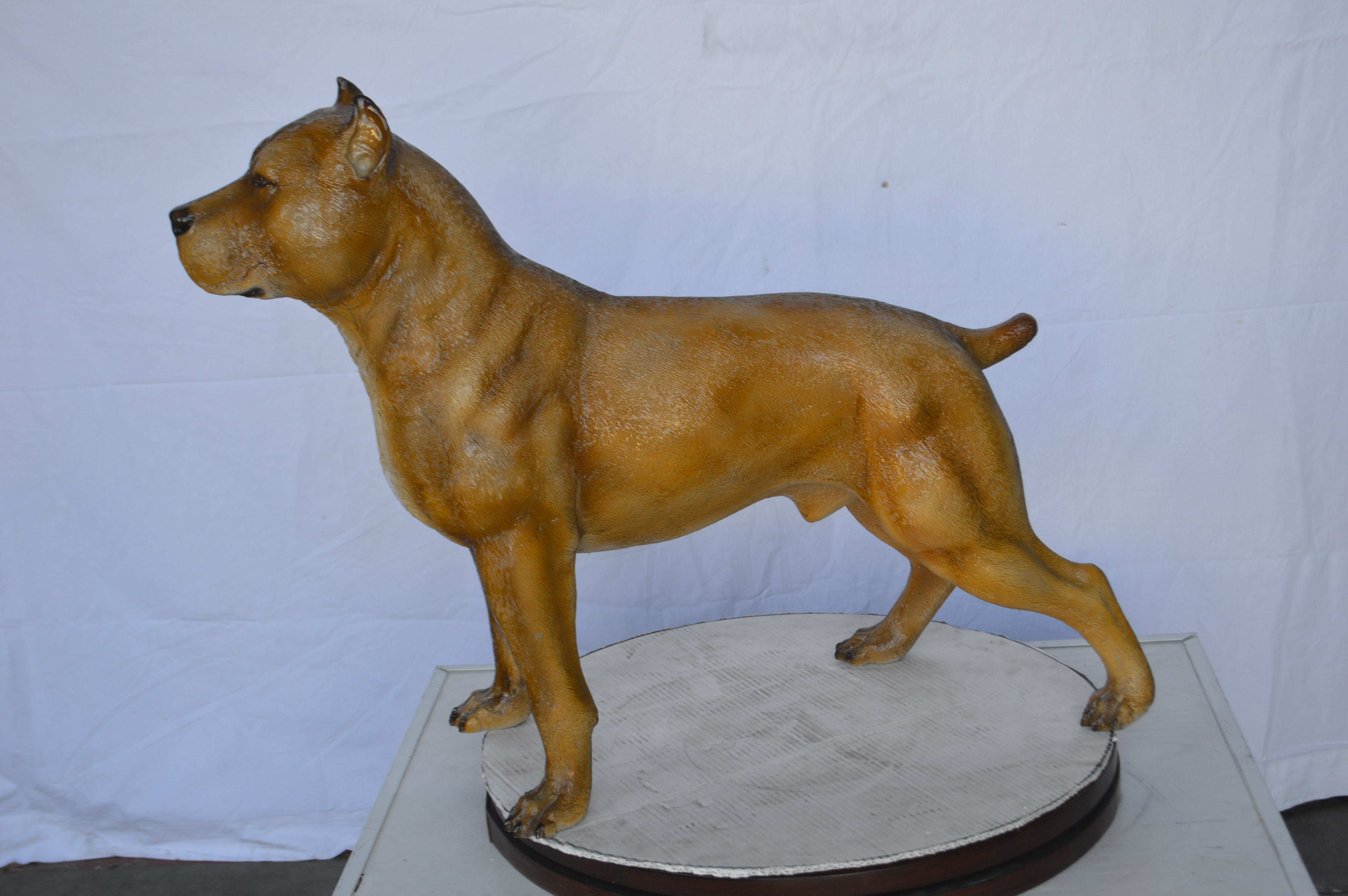 Astoria Grand Thielen Pitbull Dog Colored Bronze Statue - Size: 33"L x ...