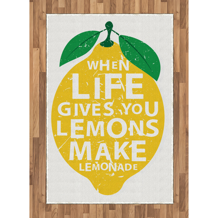 Happy Larry Lemon Area Rug Famous Saying Grunge Paint | Wayfair.co.uk