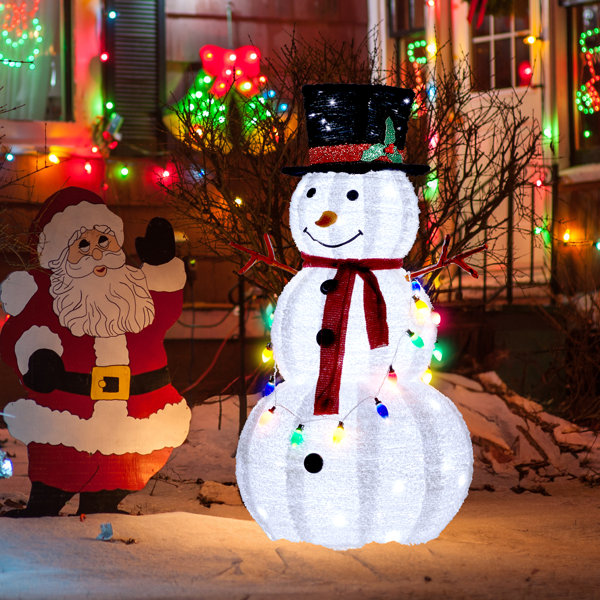 The Holiday Aisle® Outdoor 4ft Lighted Snowman Christmas Decoration ...