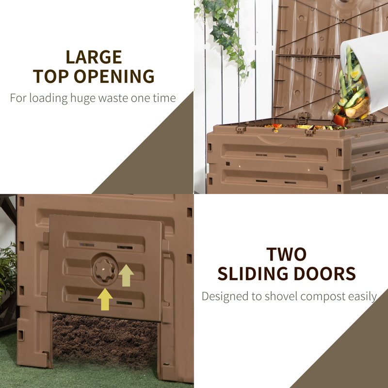 Outsunny 15.89 Gal. Plastic Outdoor Stationary Composter & Reviews ...