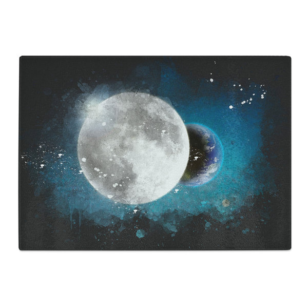 East Urban Home Tempered Glass Earth Behind the Moon Chopping Board ...