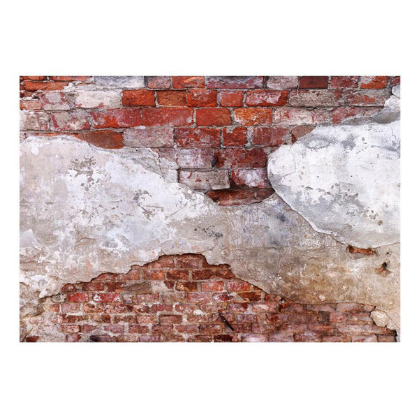 17 Stories Peel & Stick Wall Mural - Old Plaster Brick Wall - Removable ...