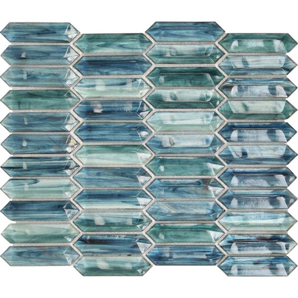 Long Island Mosaics & Tile Island Antigua 14" x 12" Glass Picket Mosaic ...