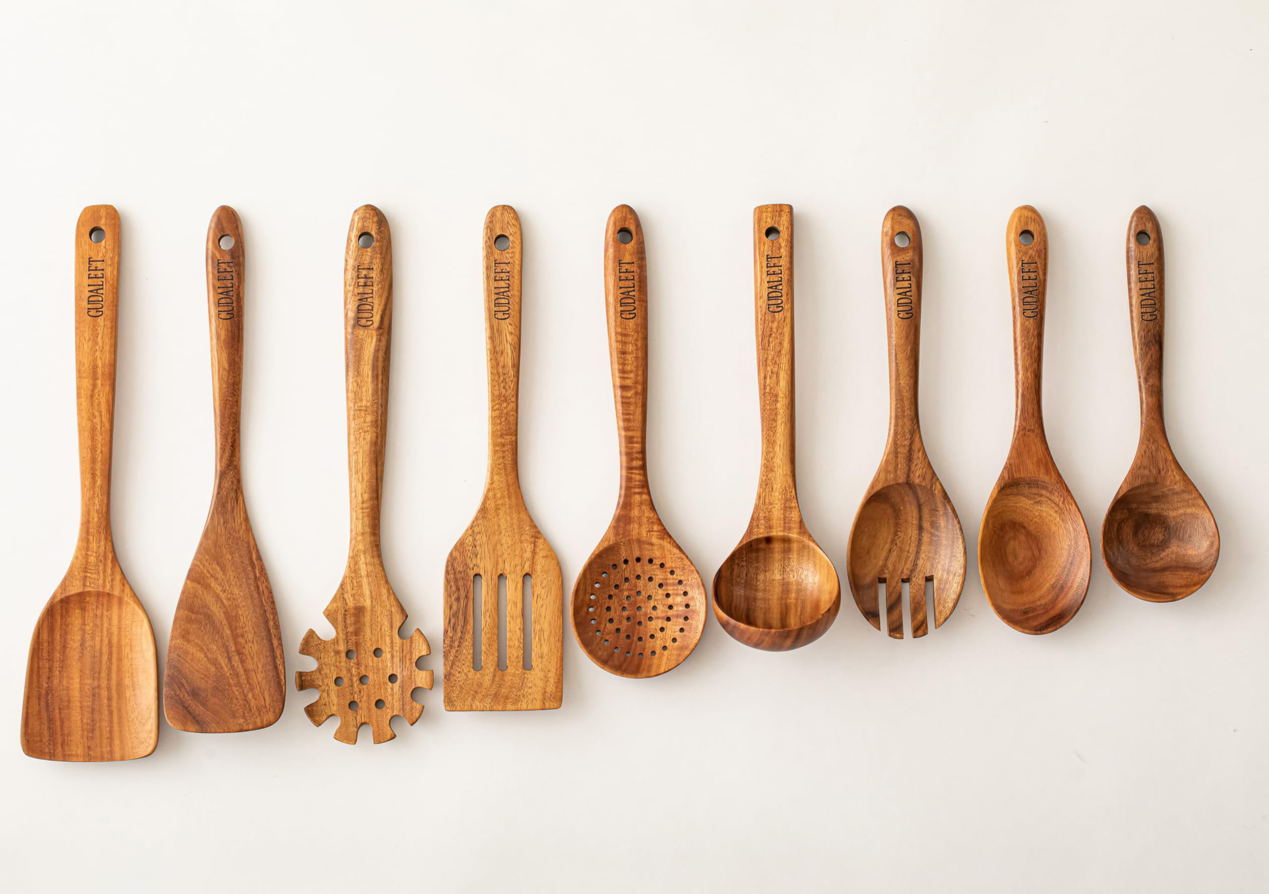 wuyi Elegant Black Walnut Wood Utensil Set - Premium 9 Piece Cooking ...