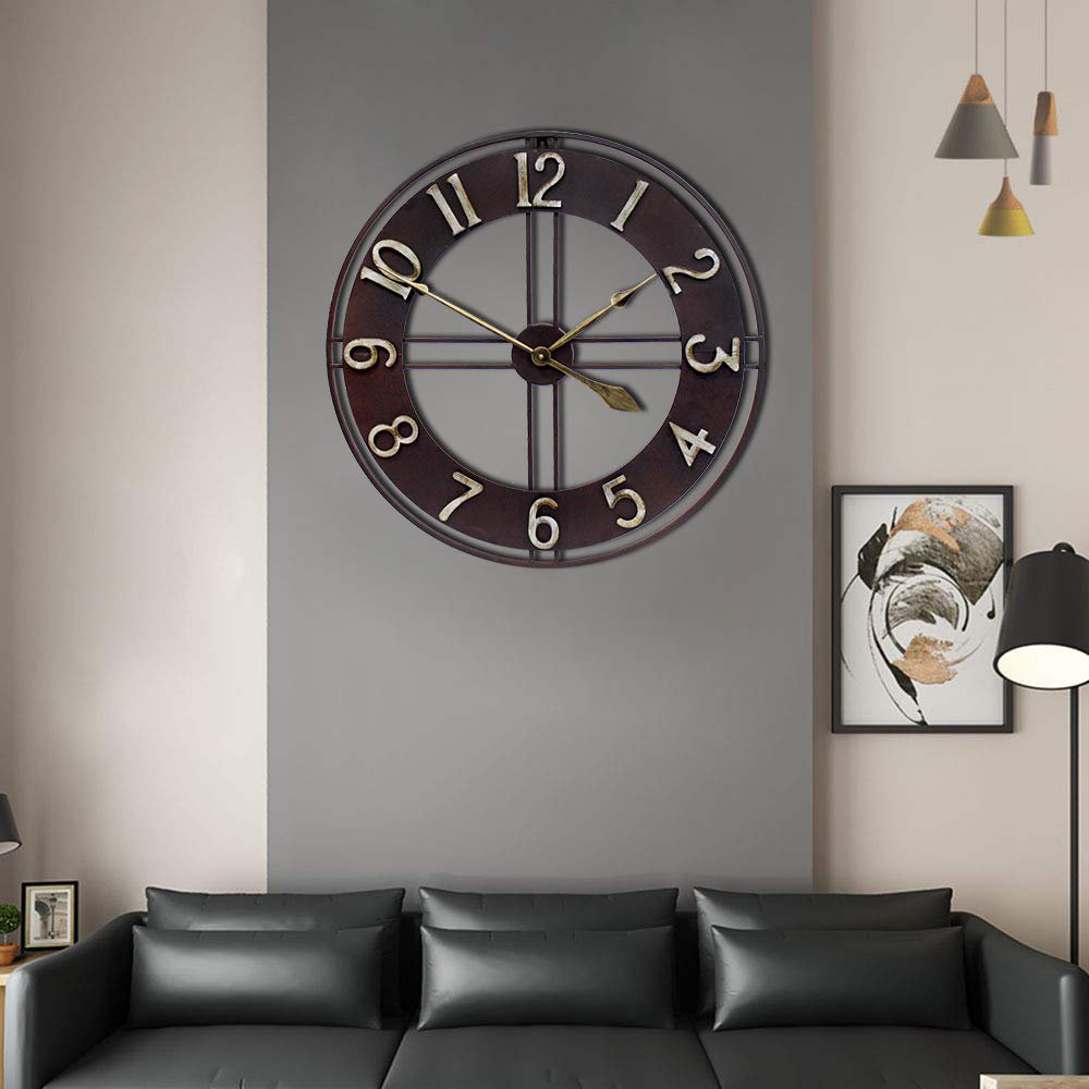Orren Ellis Large Wall Clock 30 Inches Pure Metal Retro Heavy Duty ...