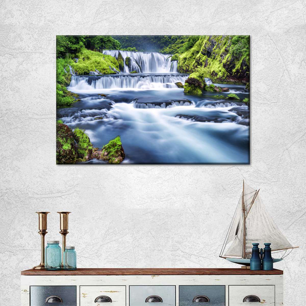 Millwood Pines Beautiful Waterfall Canvas Print On Canvas Print | Wayfair