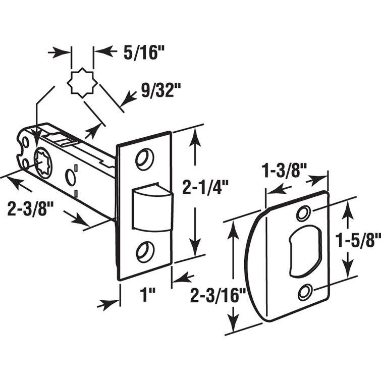 Prime-Line Passage Door Latch, 9/32 In. And 1/4 In. Square Drive, Steel ...