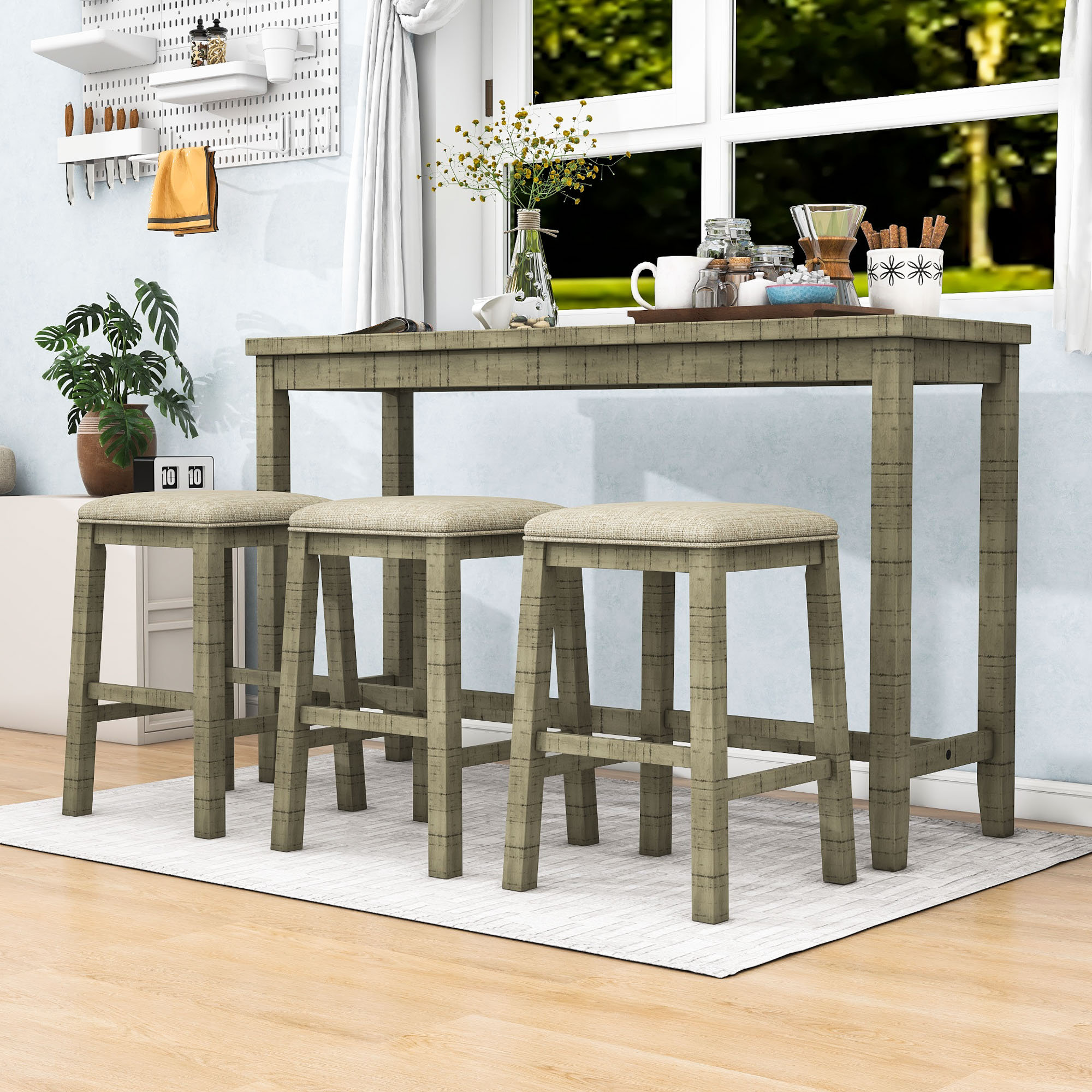 Winston Porter Zeliha 4-Piece Dining Table Set, Wood Dining Table with ...