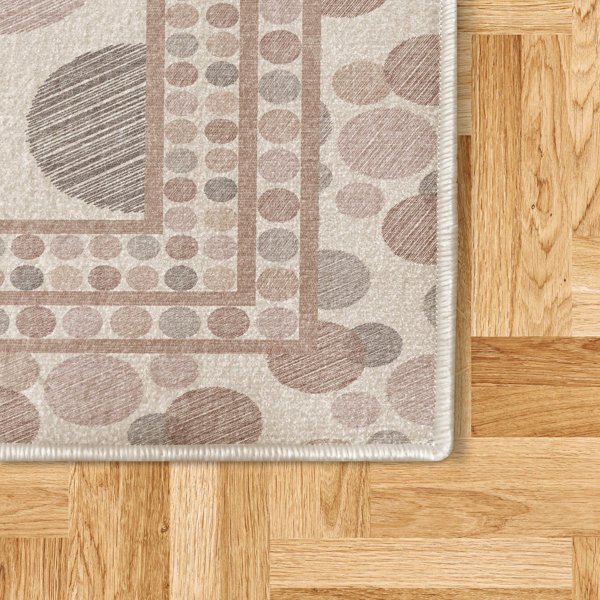 Ebern Designs Geometric Decorative Rug, Scribble Style Striped Rounds ...