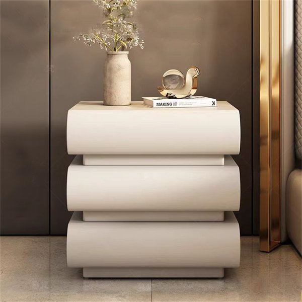 A WELL 3 - Drawer Solid Wood Nightstand in Beige, set of 2 | Wayfair