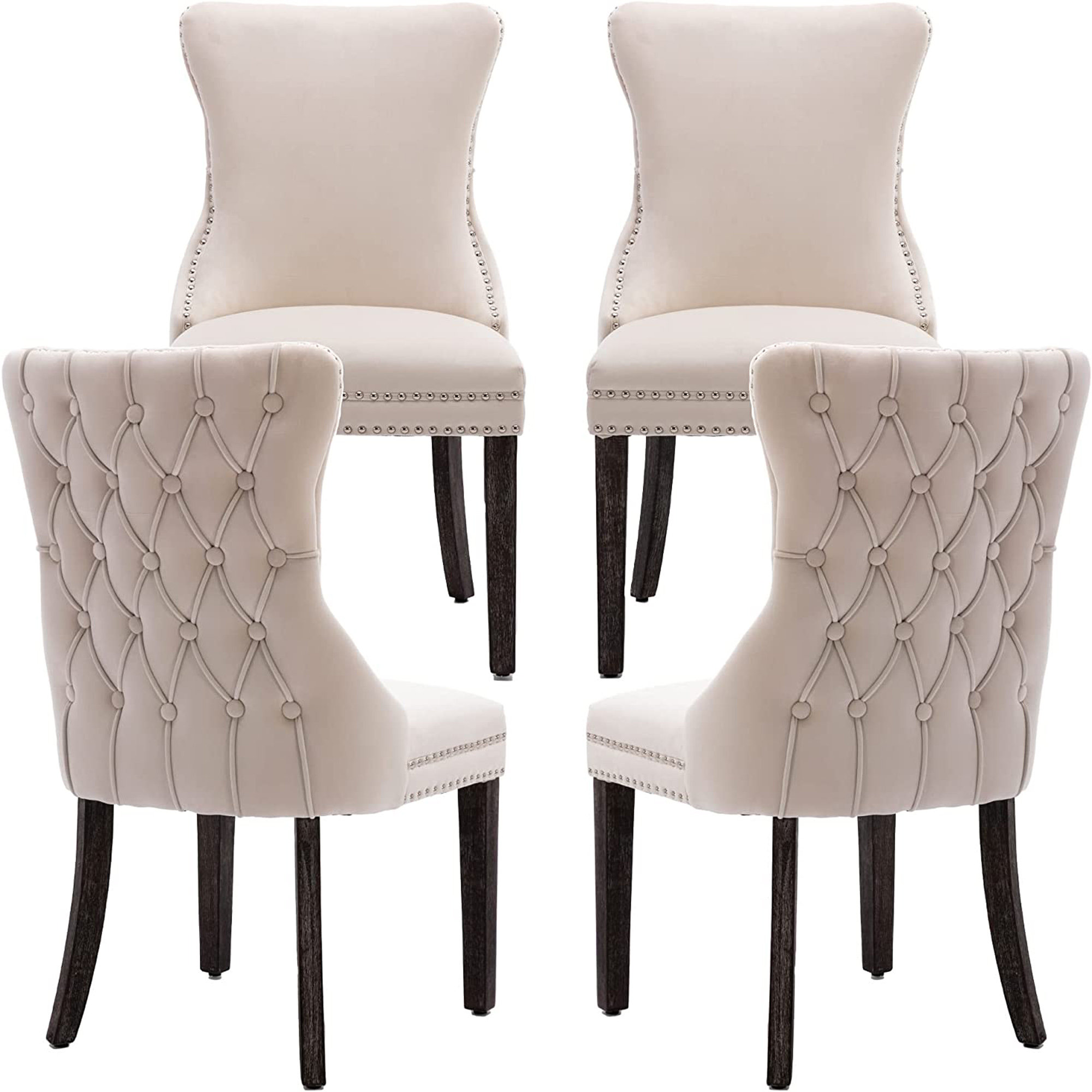 House of Hampton Upholstered Wing Back Parsons Dining Chair (Set of 2 ...