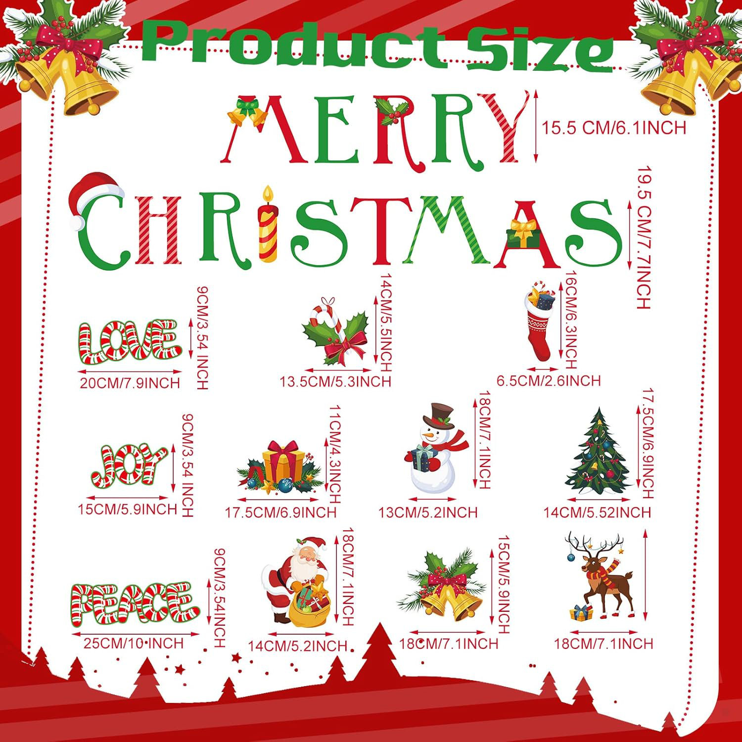 The Holiday Aisle® 25 Pieces Merry Christmas Garage Door Stickers ...