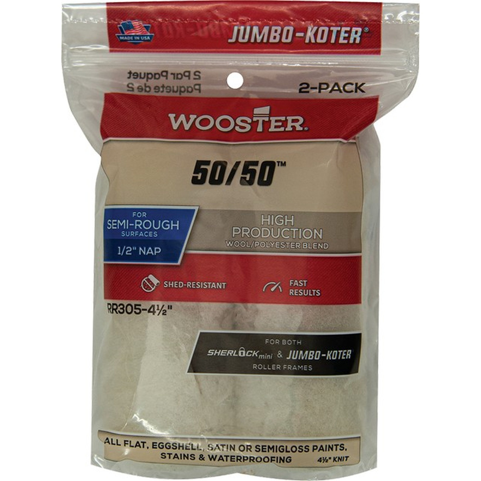 FixtureDisplays Wooster RR305 4-1/2" X 1/2" Nap 50/50 Jumbo-Koter ...