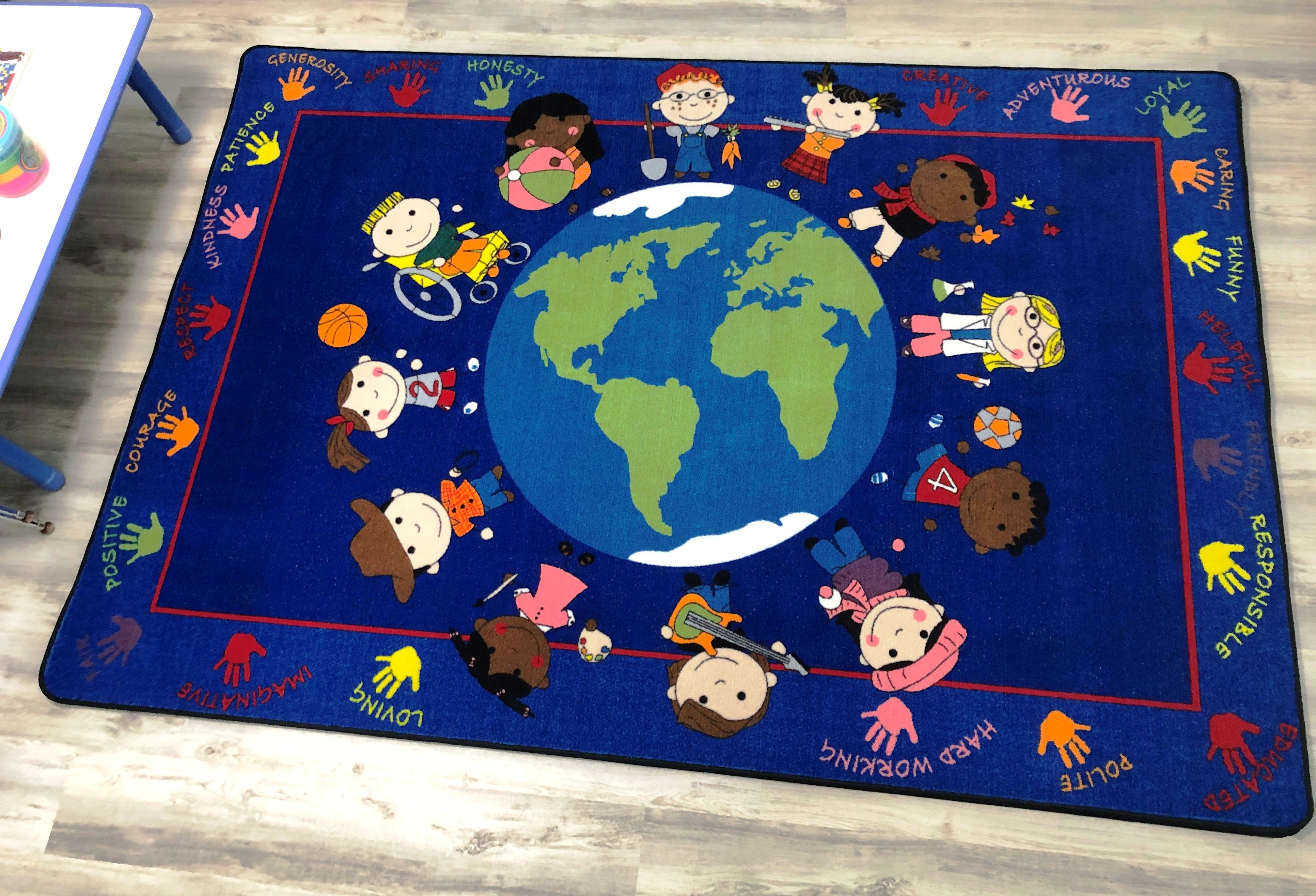 Kid Carpet World Character Classroom Tufted Blue Area Rug & Reviews ...