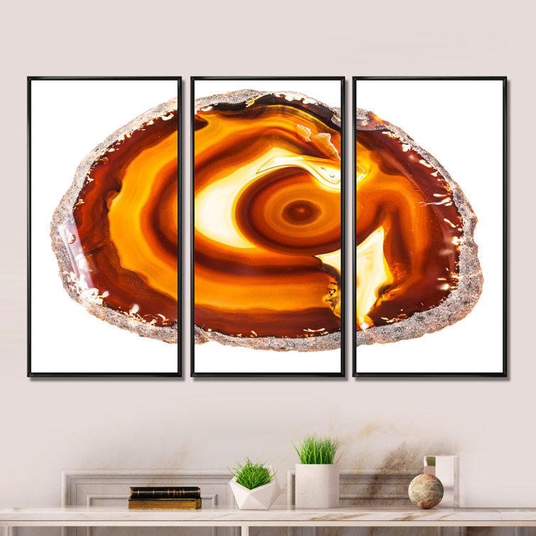 Wrought Studio Vibrant Agate Geode Slice - Abstract Framed Canvas Wall ...