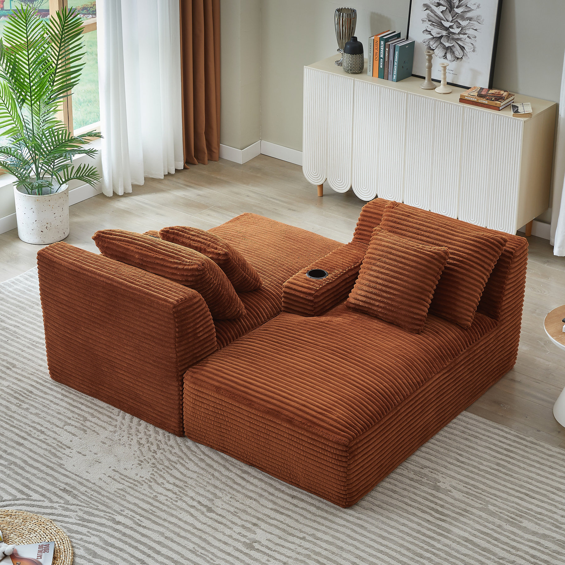 Mercer41 Compressible double chaise lounge with cupholders - No ...