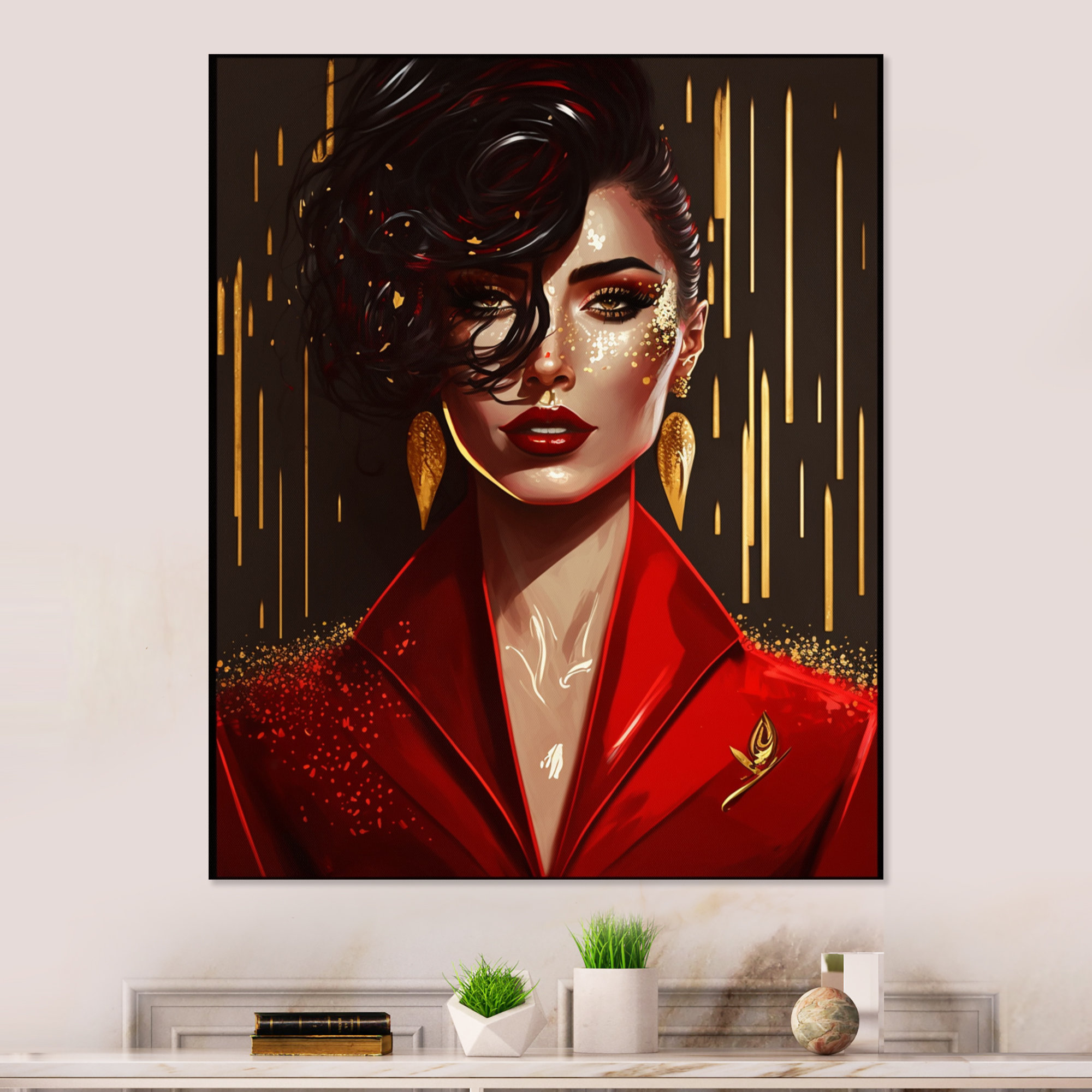 Mercer41 Ravishing Woman In Red III - Woman Sensual Metal Wall Décor ...