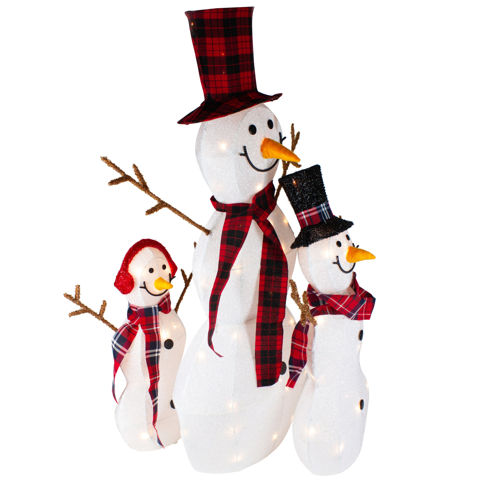Northlight Seasonal Set Of 3 Lighted Tinsel Snowmen Family Christmas ...