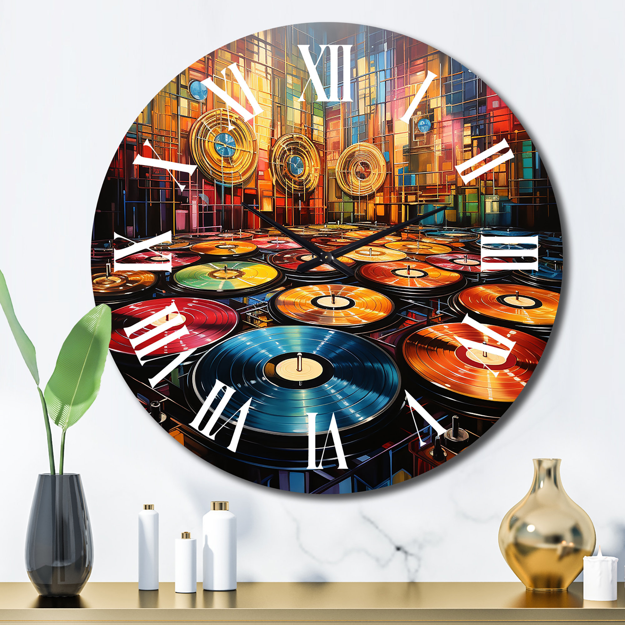 Design Art Vinyl Record Rhythm Resonance II Wall Clock | Wayfair