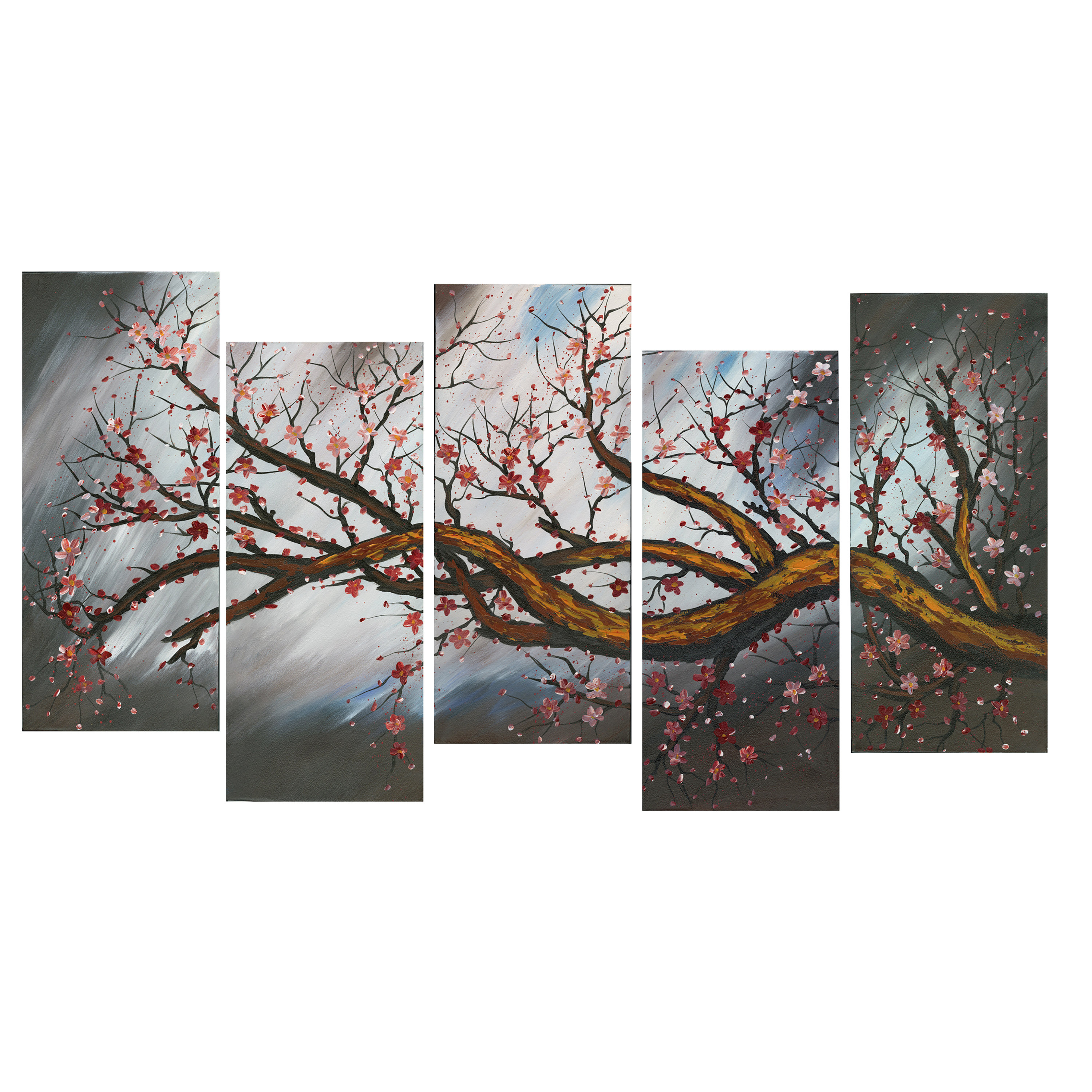 Latitude Run® Brown Blossoming Beauty 5 Piece Painting Print on Wrapped ...