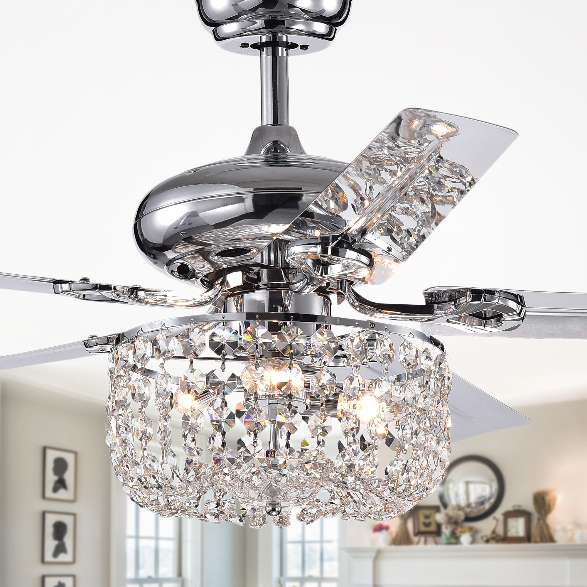 Rosdorf Park 42" Silliman 5 - Blade Crystal Ceiling Fan with Light Kit ...