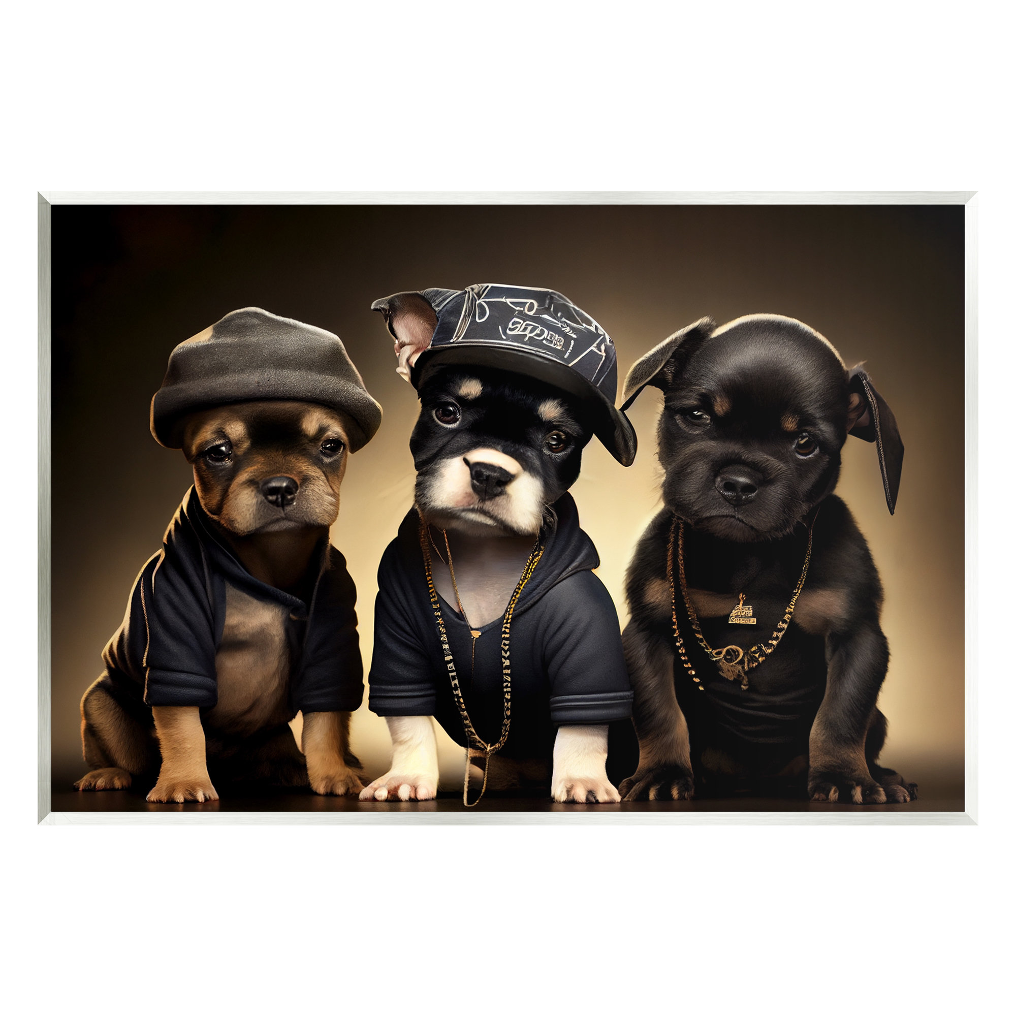 Stupell Industries Au-881-Wood " Bulldog Puppies Urban Outfits " by ...