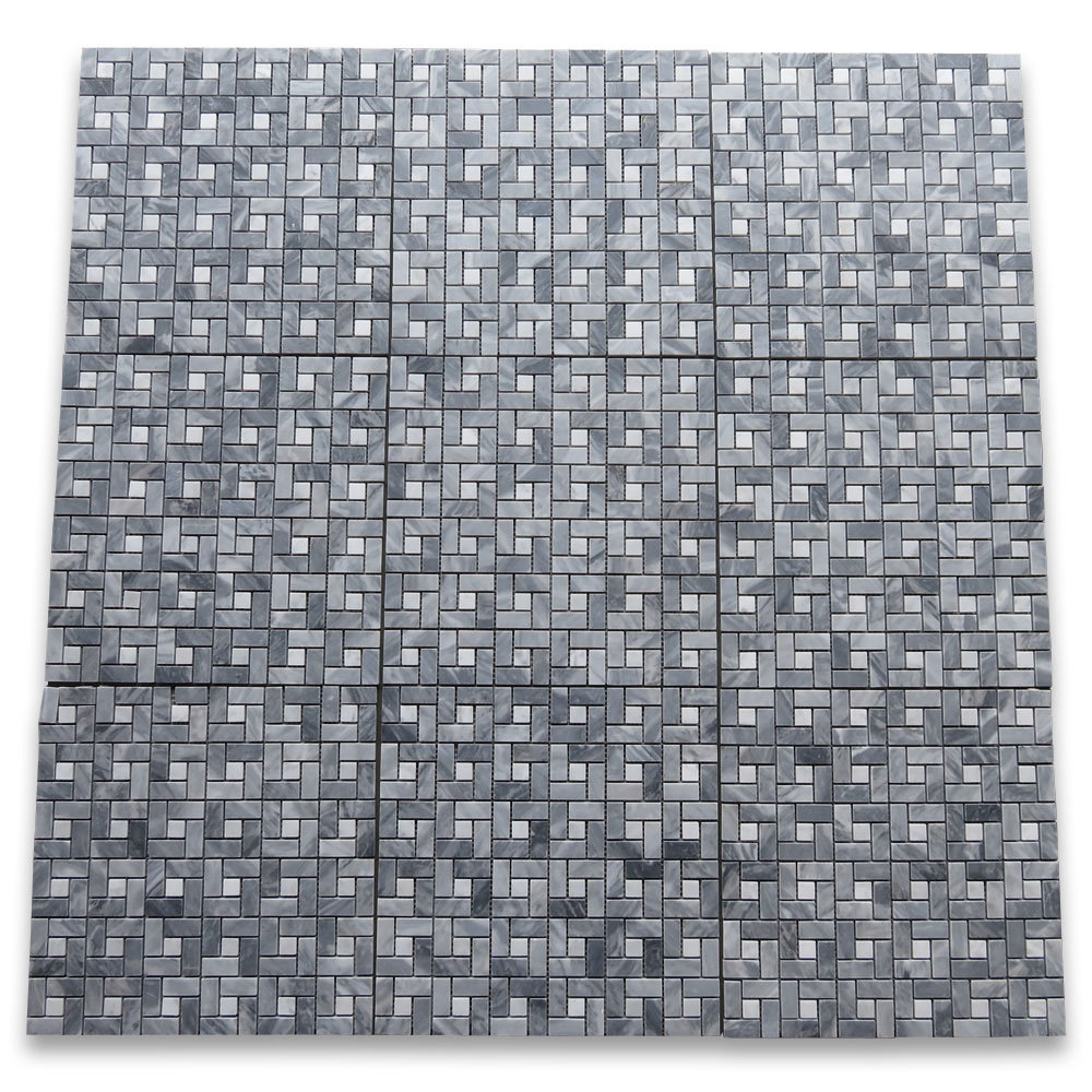 Marble Online Bardiglio 12" x 12" Marble Pinwheel Mosaic Wall & Floor ...