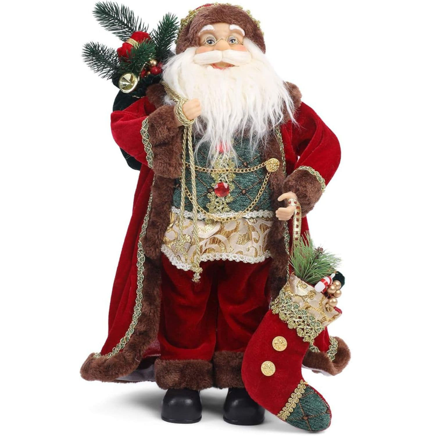 World Menagerie 18-Inch Hand-Crafted Realistic Christmas Santa Figurine ...